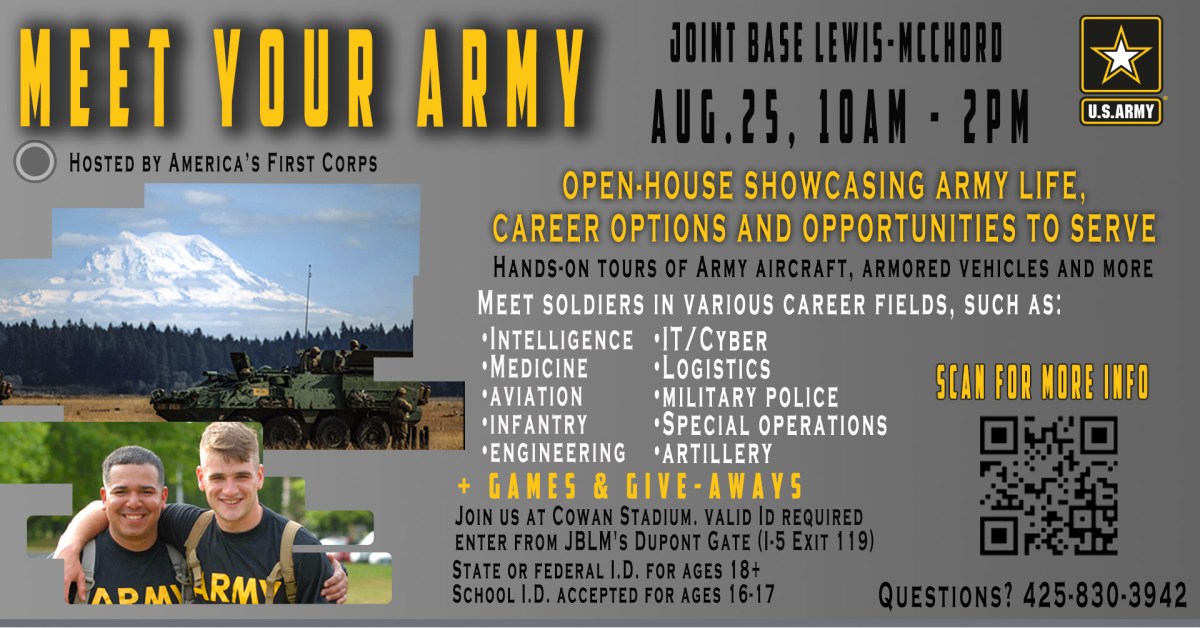 Meet Your Army event – Aug 25 – Pierce Prairie Post